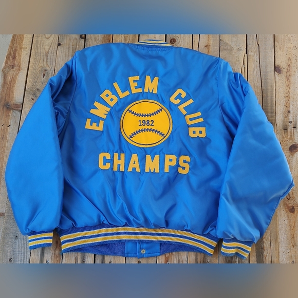 Vintage | Jackets & Coats | Vintage 8s Emblem Club Baseball Champs ...